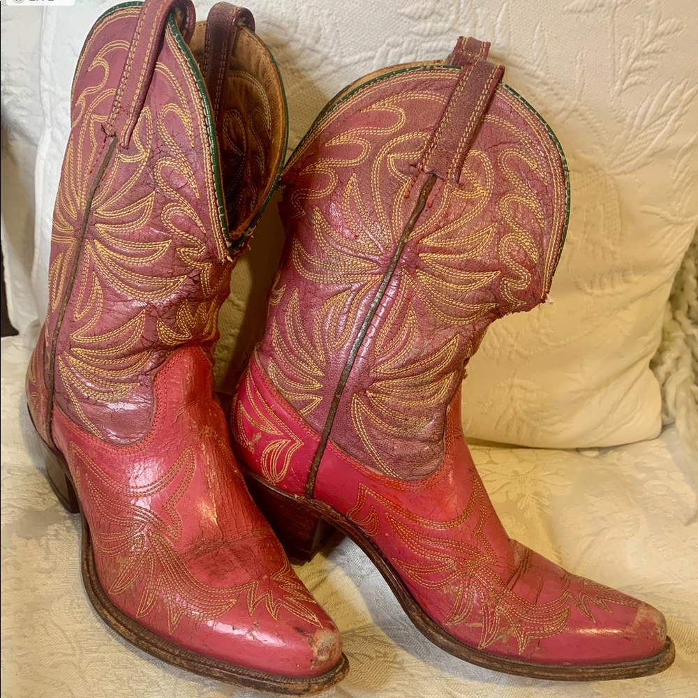 Authentic Pink Vintage Cowboy Boots - Gem